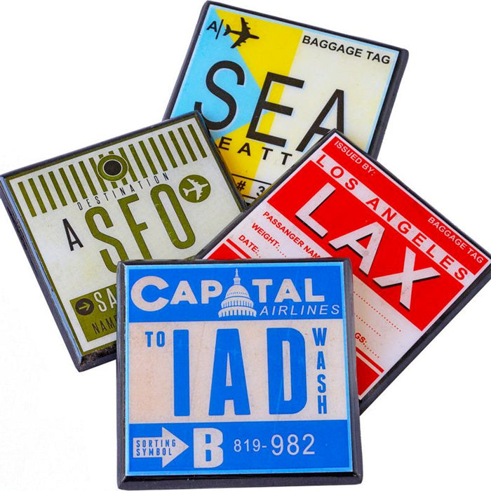 Now Boarding: Airport Code Drink Coaster Set