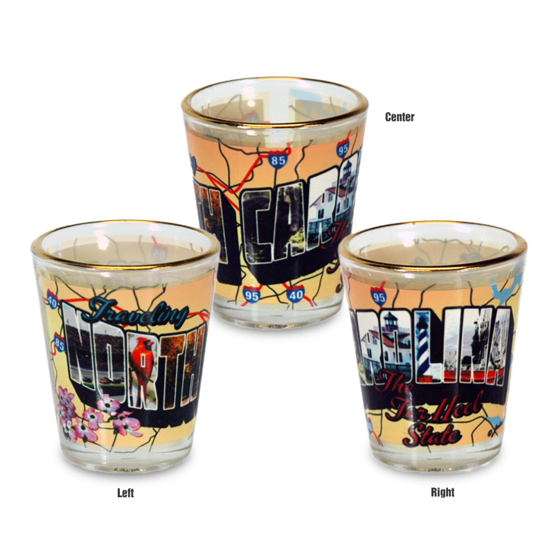 ノースカロライナ州 ショットグラス（1.5oz）[金縁ポストカード] / North Carolina Shot Glass Gold Ri